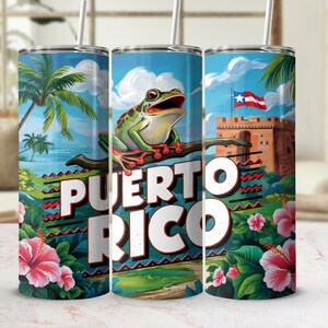 Puerto Rico 20oz Tumbler Wrap: Coqui Frog, Hibiscus, El Morro ...