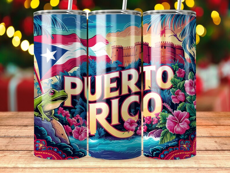 Puerto Rico Tumbler Wrap PNG, Coqui Frog, 20 Oz Skinny Tumbler ...