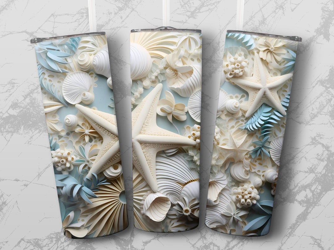 3D Starfish Sea Shells Paper Quilling 20 Oz Skinny Tumbler - Etsy