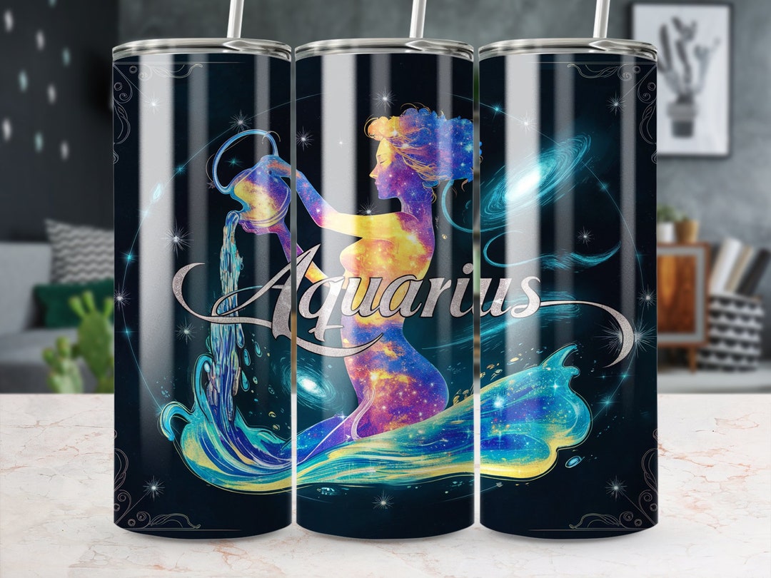 Aquarius Zodiac Tumbler Wrap: Celestial Sublimation Design (digital ...