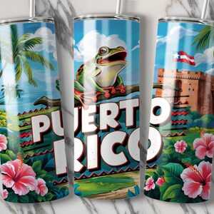 Puerto Rico 20oz Tumbler Wrap: Coqui Frog, Hibiscus, El Morro ...