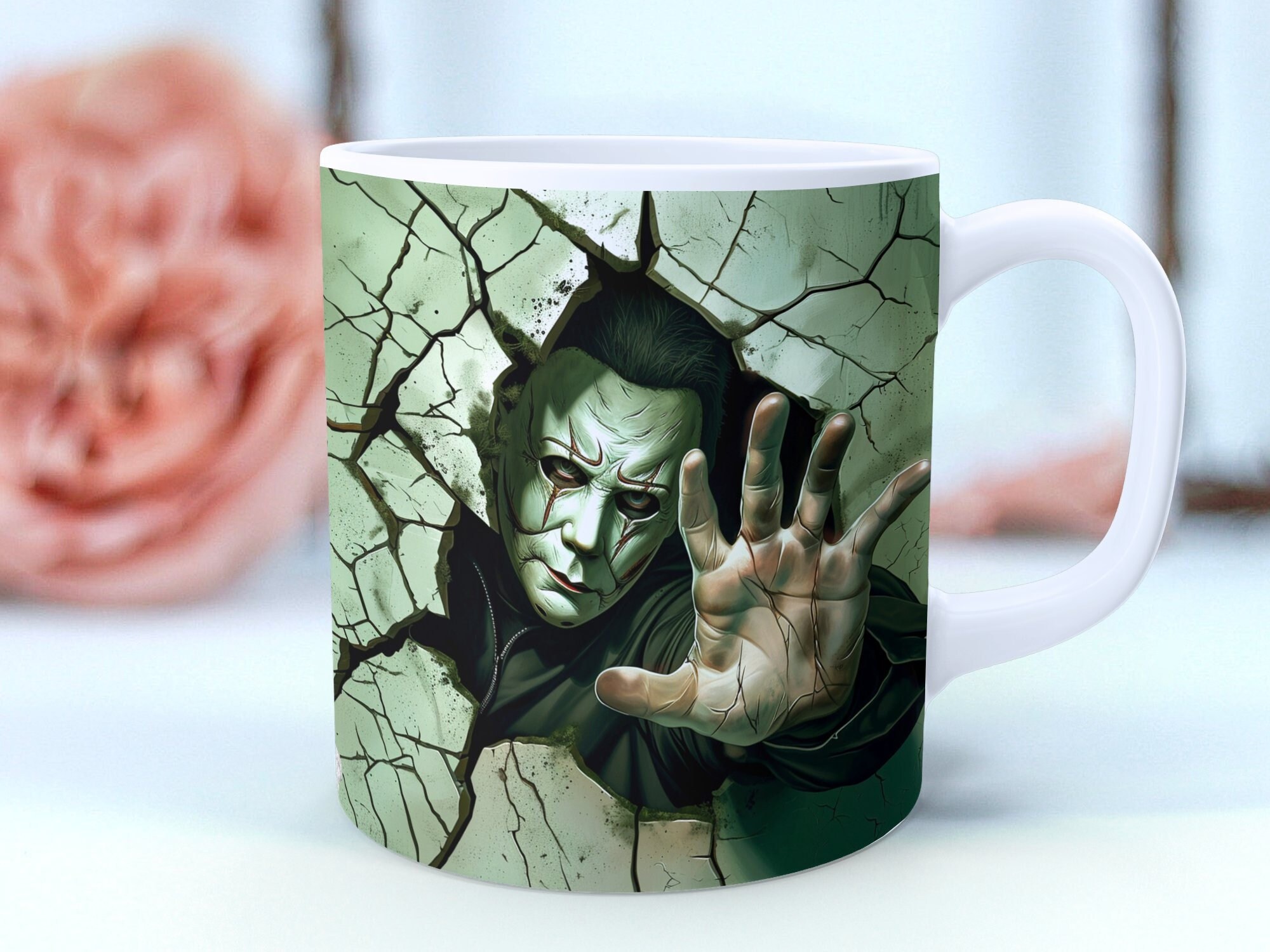 3D Halloween Michael Myers Hole in a Wall Mug Wrap, Horror 11oz Mug ...