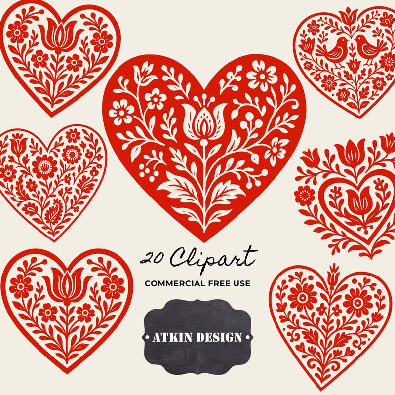 Folk Art Valentine Heart - Etsy UK