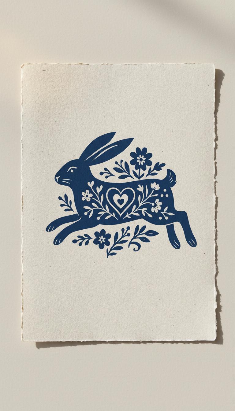 Folk Nordic Rabbit Clipart – Easter Hare Illustrations, Floral Red ...