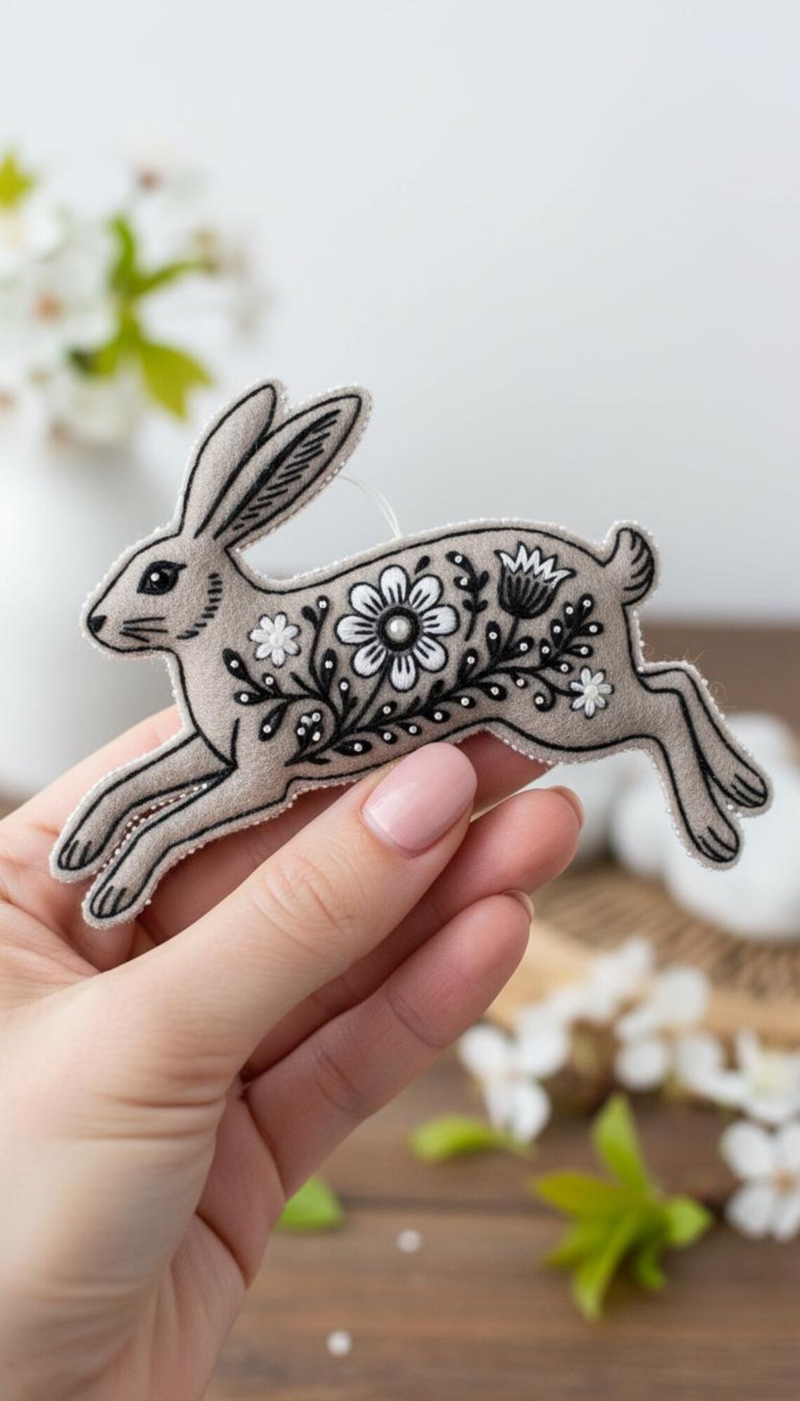 Folk Nordic Rabbit Clipart – Easter Hare Illustrations, Floral Red ...