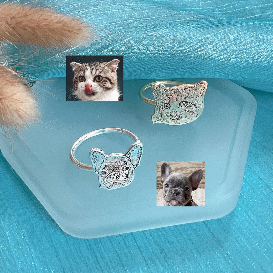Personalized Pet Photo Ring • Custom Pet Portrait Ring • Pet Memorial ...