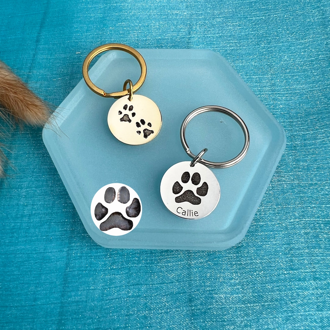 Personalized Paw Print Keychain • Actual Paw Print Customization ...