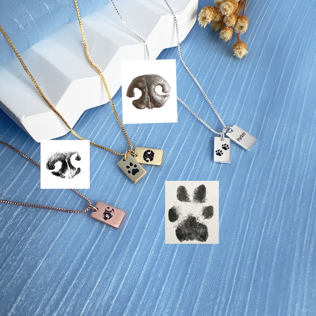 Personalized Paw Print Necklace • Custom Pet Nose Print • Actual Paw ...