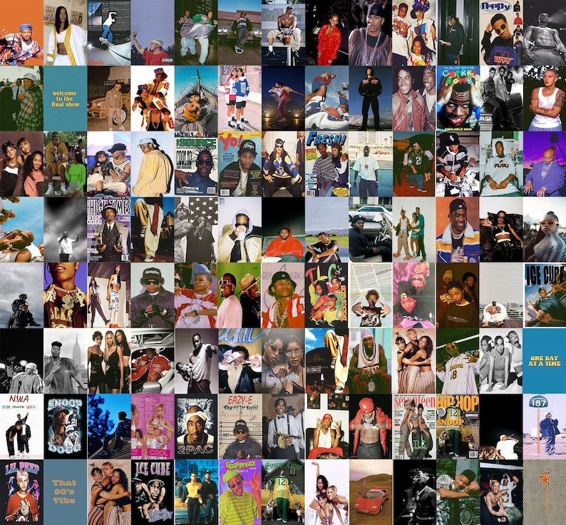 105PCS Vintage Rap Hip Hop Posters, Vintage Rapper Wall Collage Kit ...