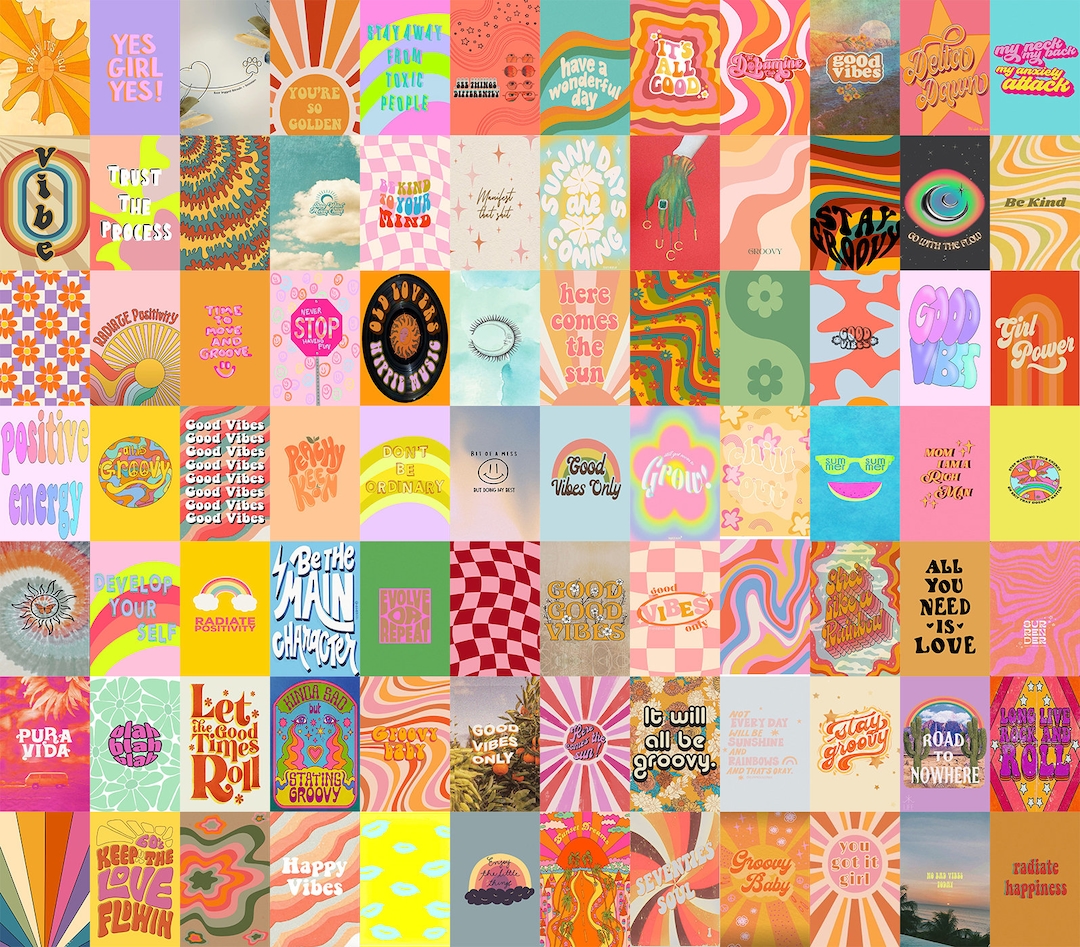 85 PCS | Retro Groovy Wall Collage | Vintage Wall Photo Collage | Retro ...