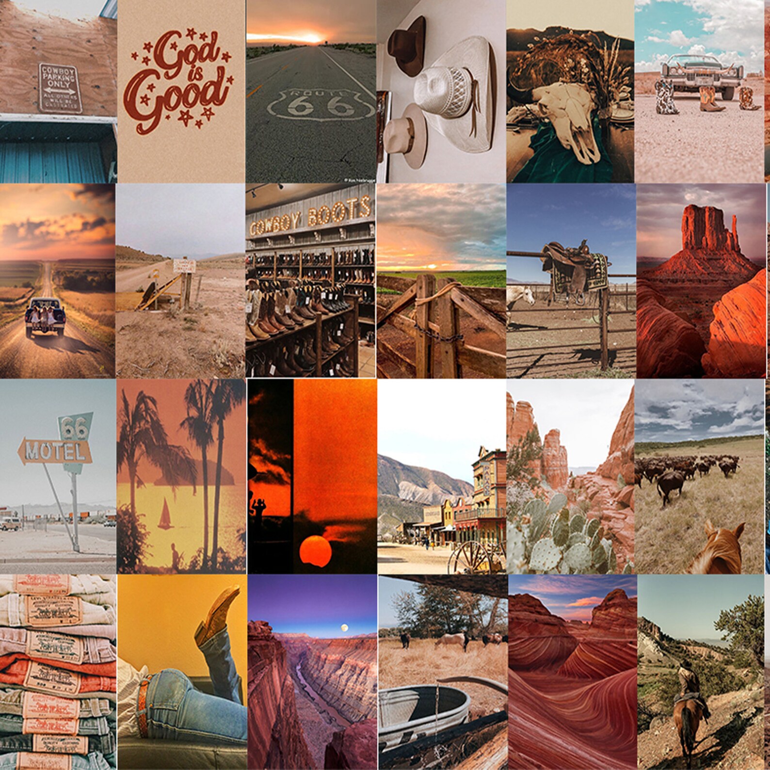 110 Pcs Western Aesthetic Collage Kit Cowgirl Will West Room Decor Will ...