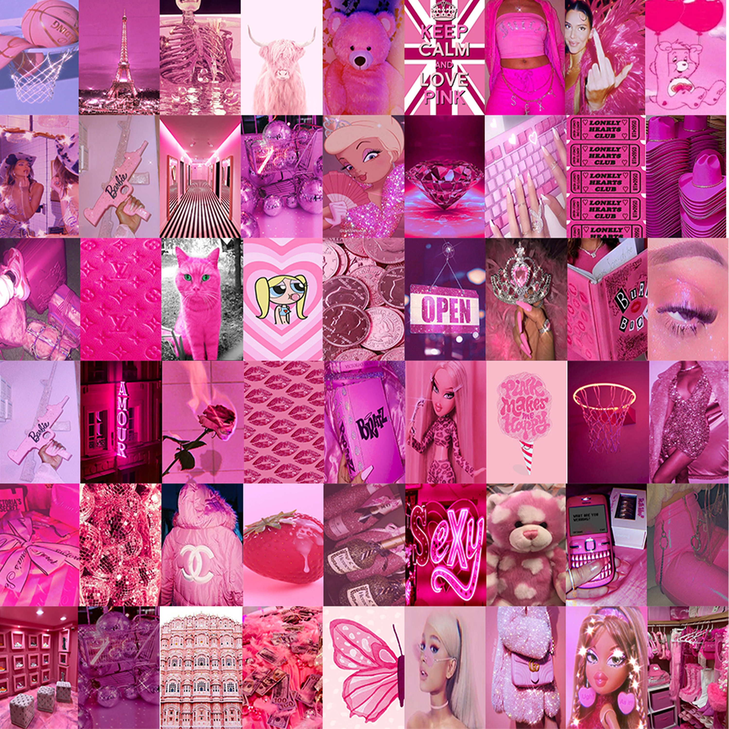 160PCS Hot Pink Collage Kit Pink Wall Collage Baddie - Etsy
