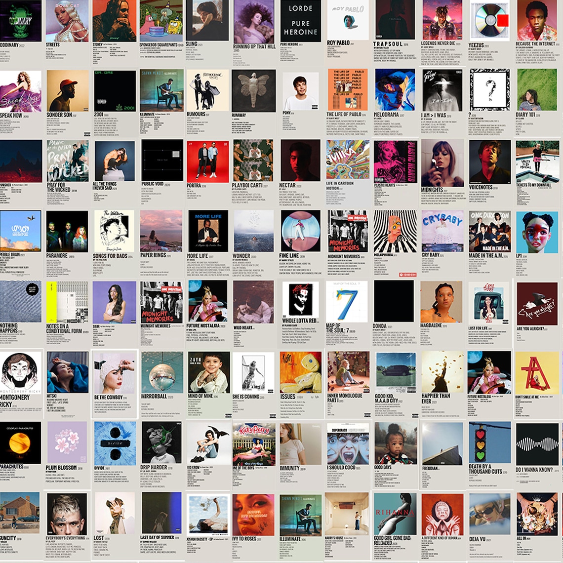 520 PCS Minimalist Album Cover Poster, Music Wall Decor, Music Poster ...