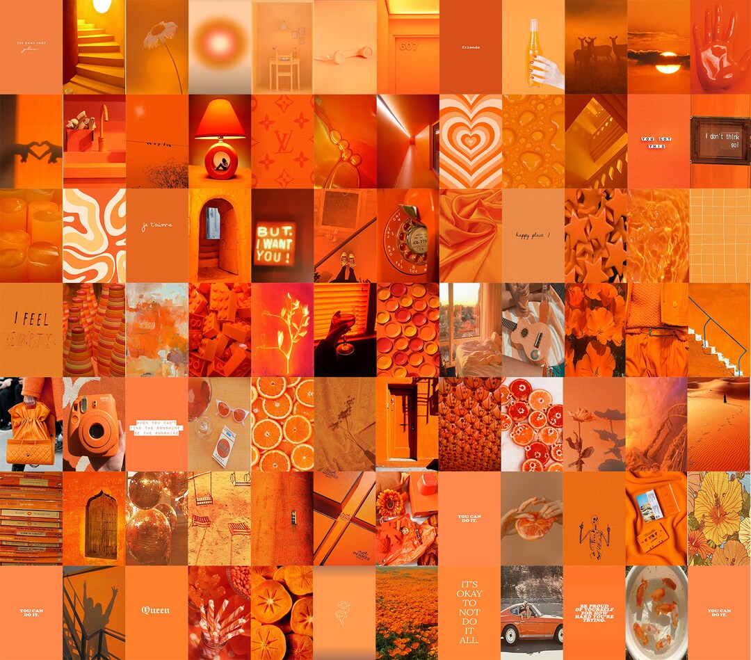 Orange Wall Collage Kit, Orange Aesthetic Photo Collage , Orange Pictures Room Decor, Orange ...