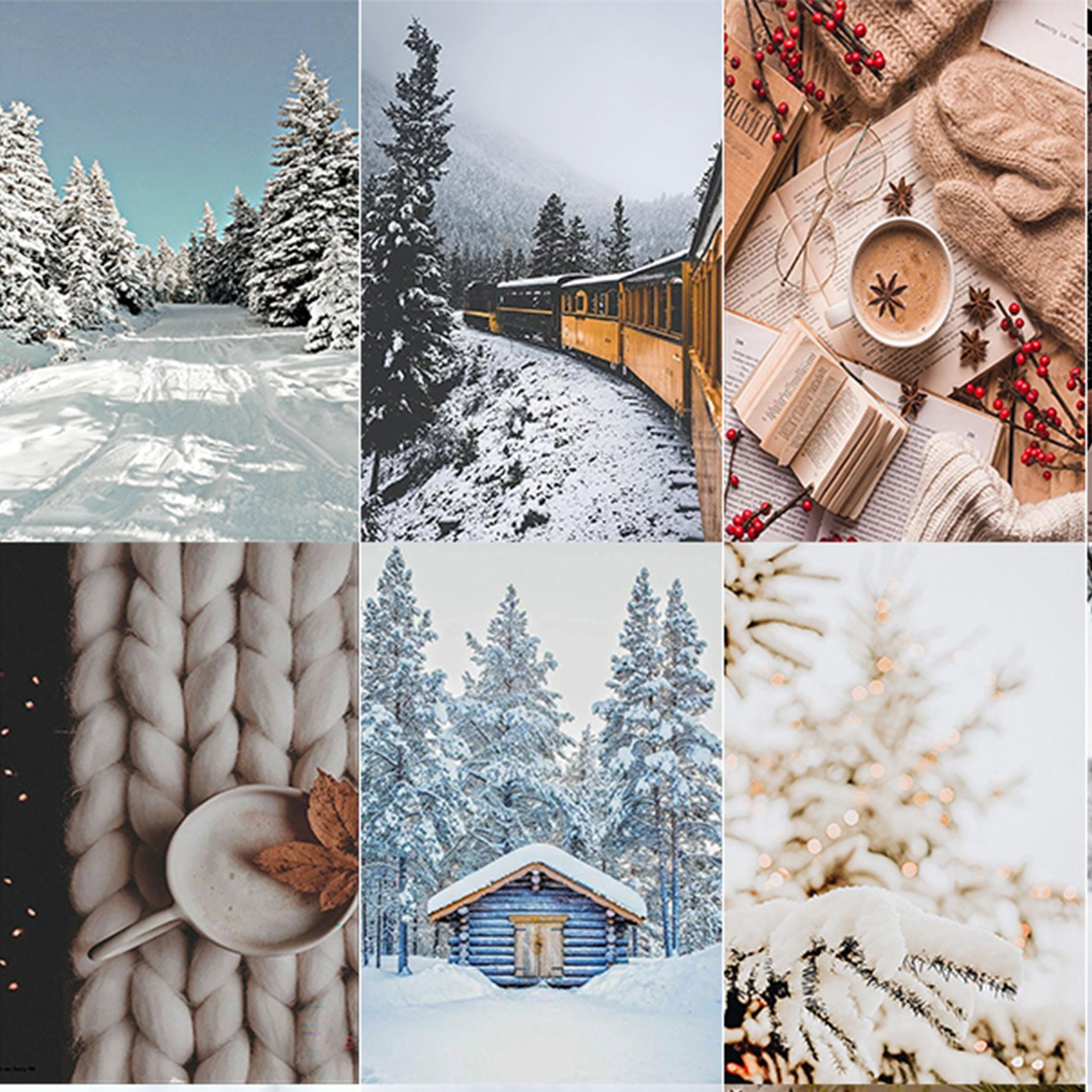 Winter Aesthetic Collage Kit, Printable Wall Art, Winter Wall Art, Cozy ...