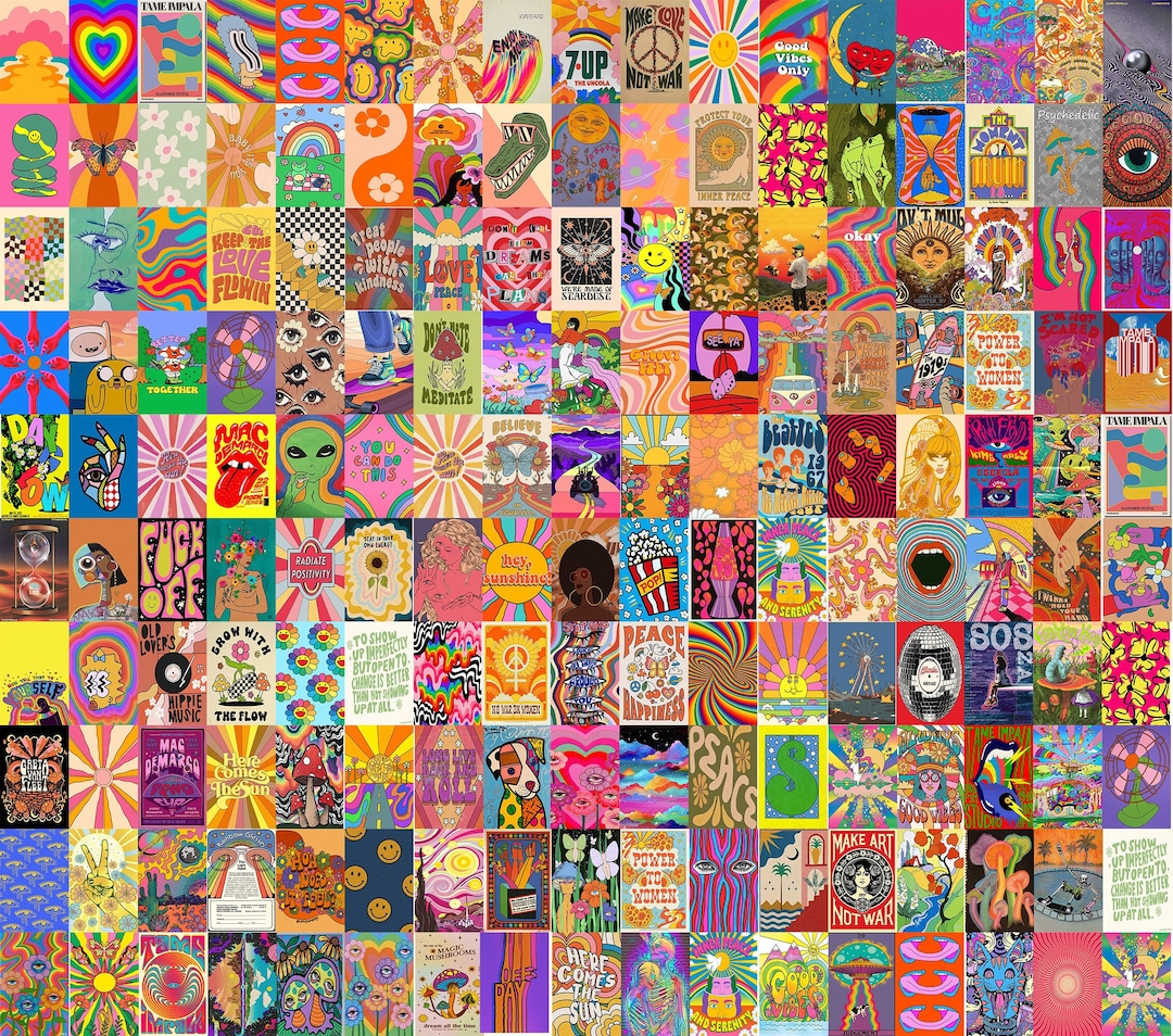170PCS - Hippie Wall Collage Kit - Indie Photo Collage- Indie Room ...