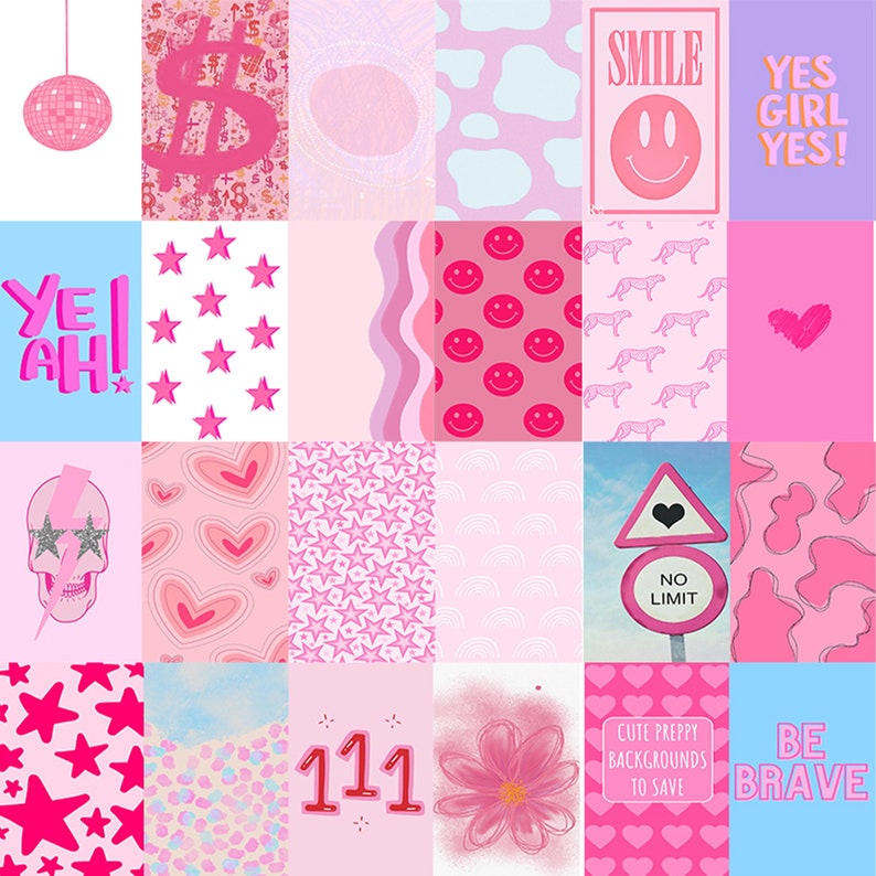 Pink Preppy Aesthetic Wall Collage Kit Preppy Pink Room Etsy