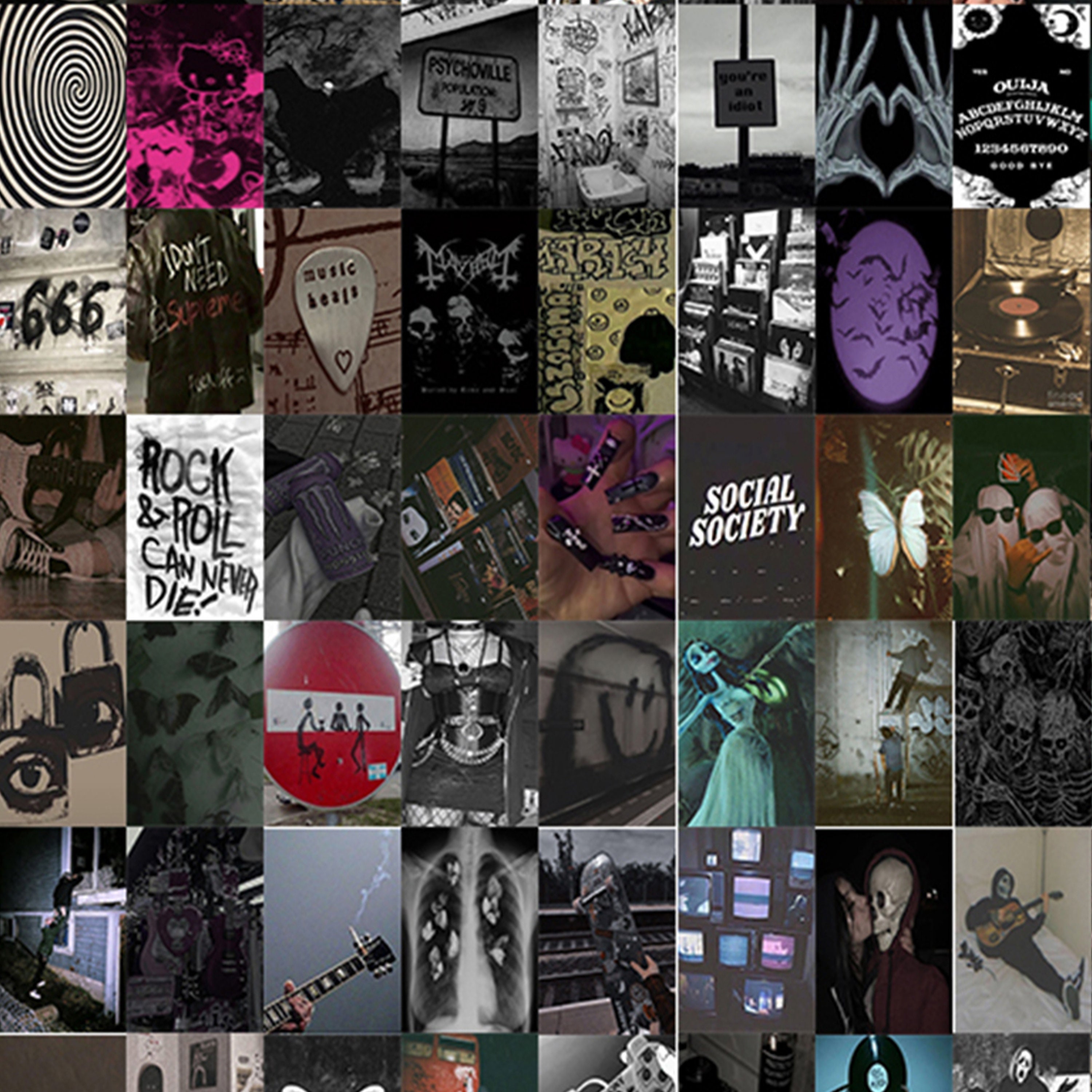 160 Pcs Grunge Wall Collage Kit, Grunge Collage Kit, Black Wall Collage ...