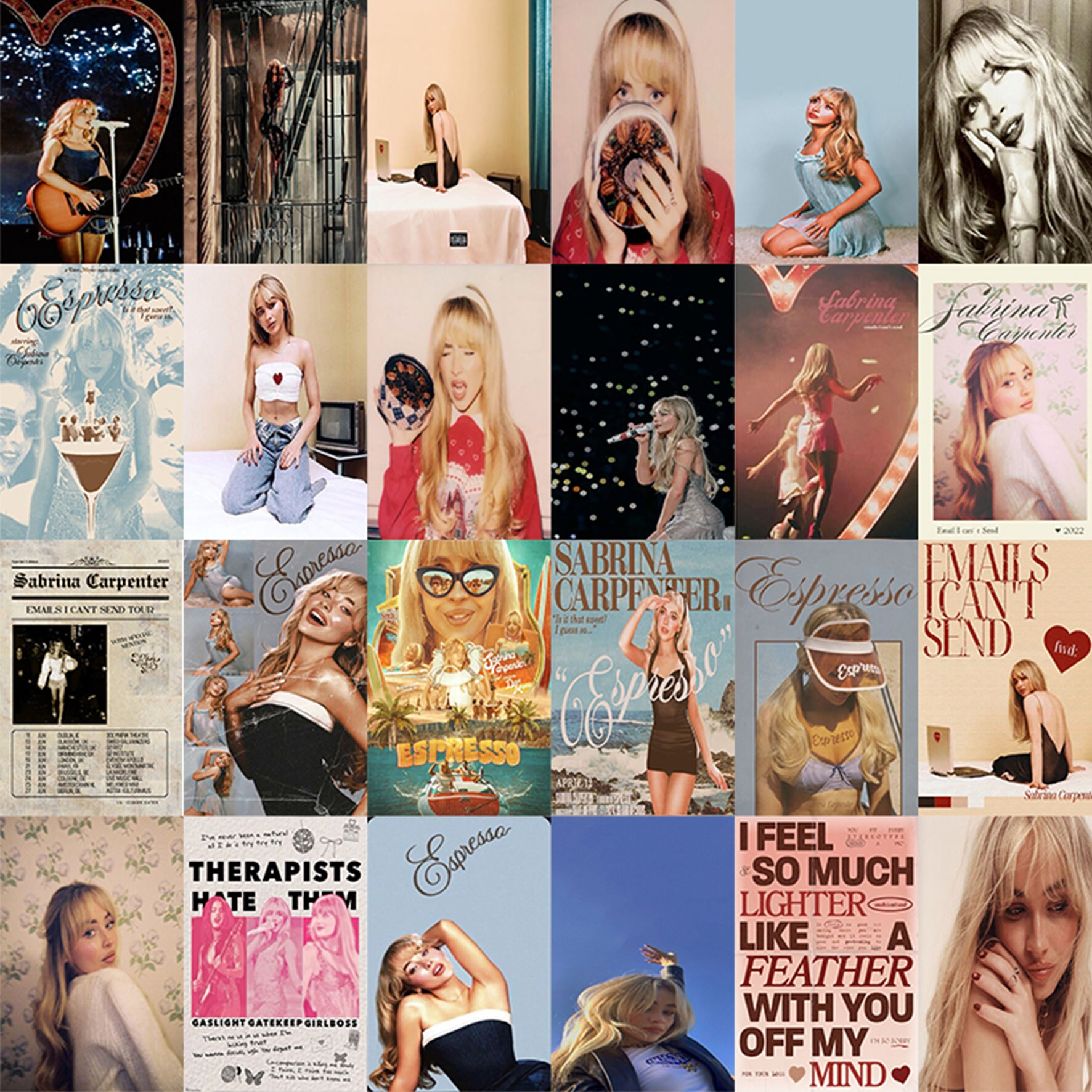 75 PCS Sabrina Carpenter Photo Collage Kit, Feather Album Sabrina ...