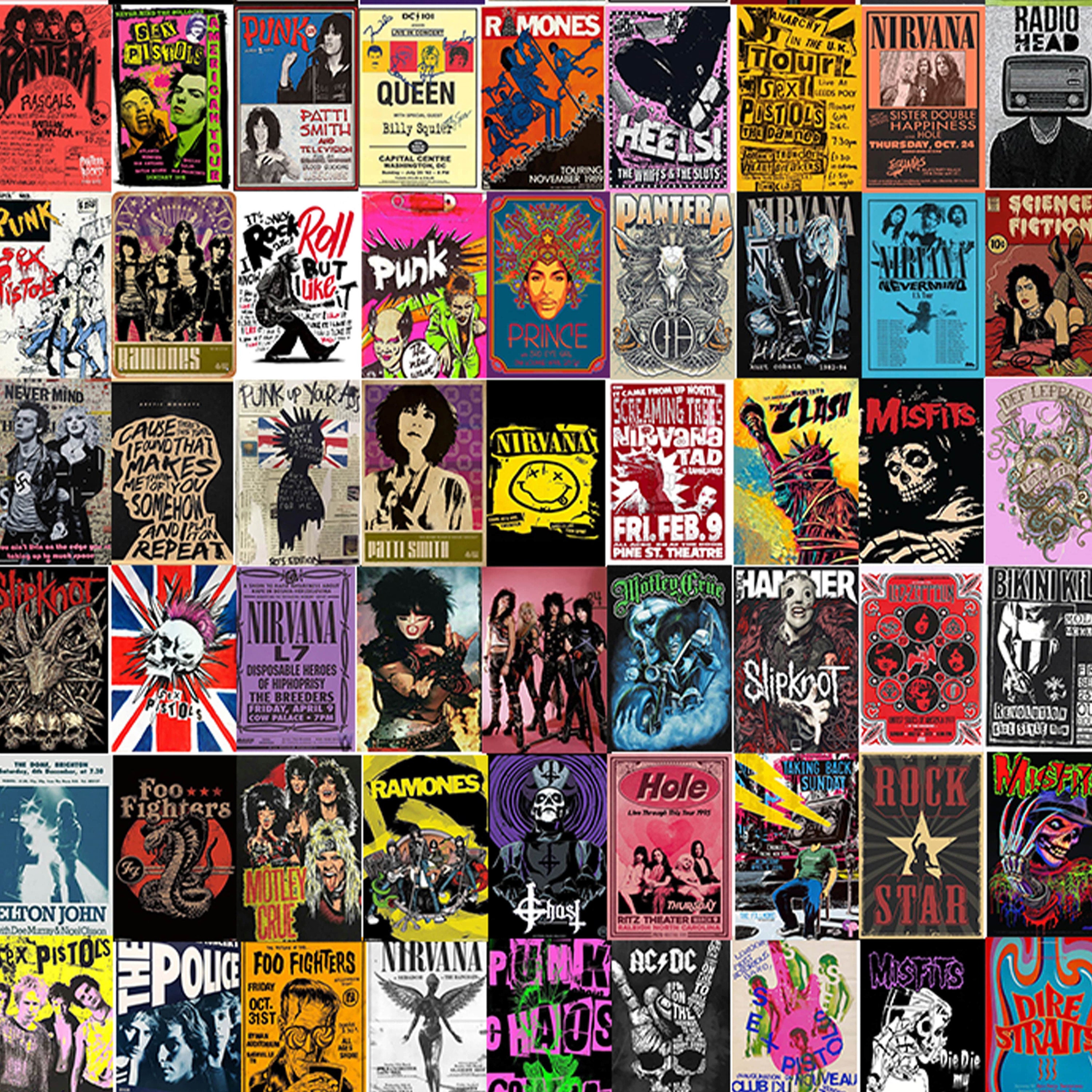 310 Pcs Vintage Punk Rock Poster, Vintage Music Poster, Rock Music ...