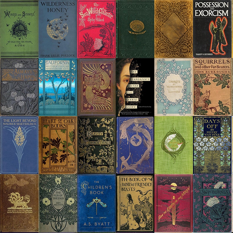 Vintage Book Cover Poster, Old Books Cover, Vintage Book Collage Kit ...