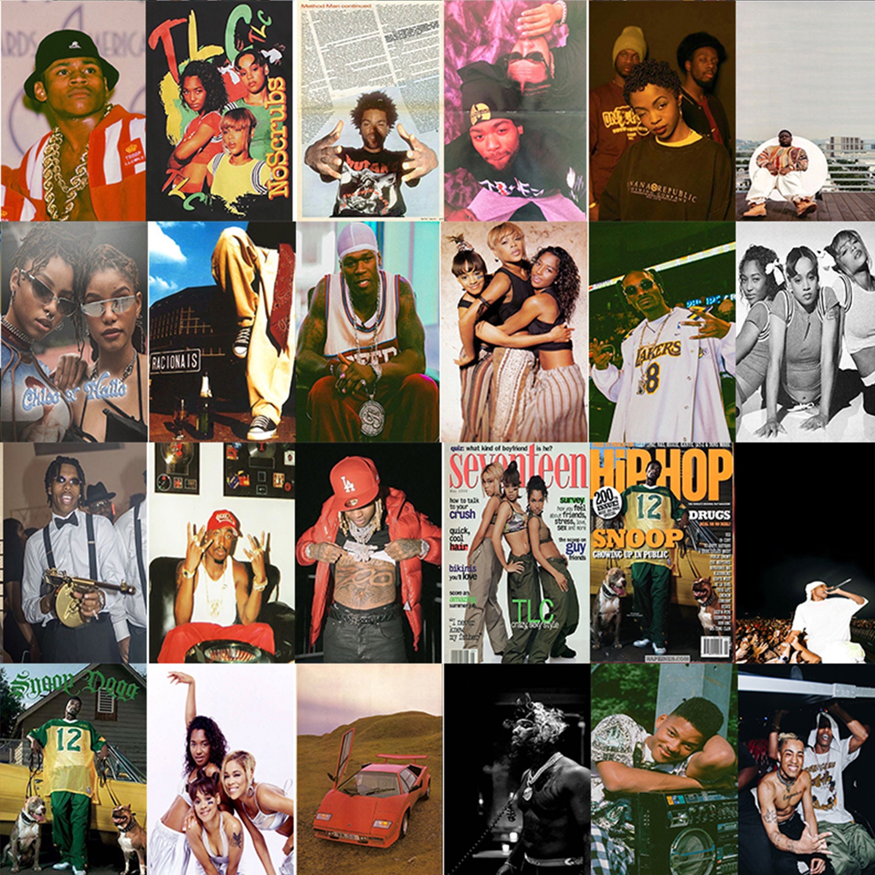 105PCS Vintage Rap Hip Hop Posters, Vintage Rapper Wall Collage Kit ...