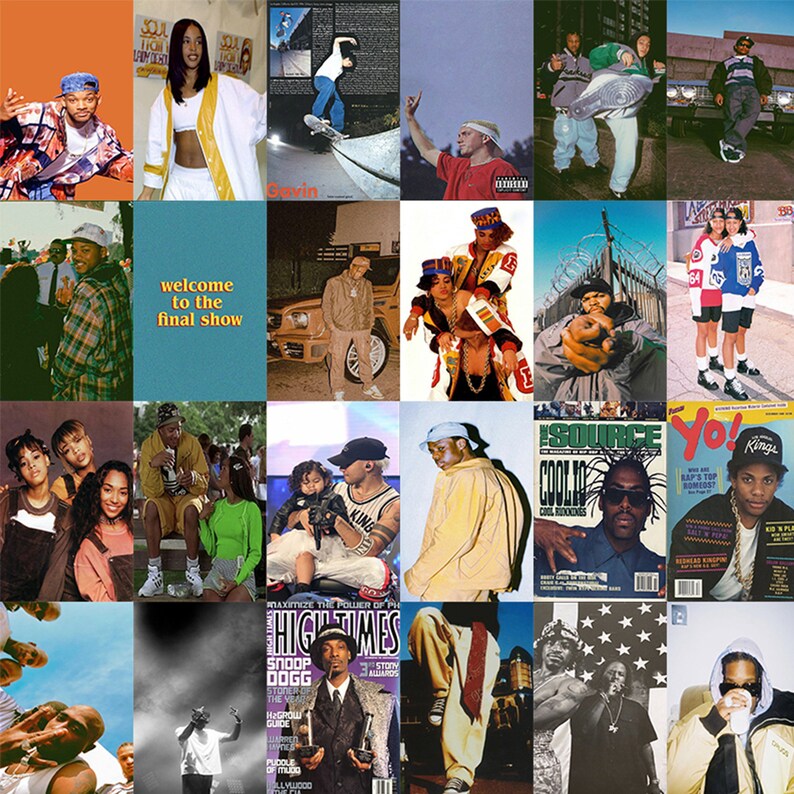 105PCS Vintage Rap Hip Hop Posters, Vintage Rapper Wall Collage Kit ...