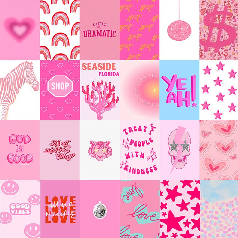 Pink Preppy Aesthetic Wall Collage Kit Preppy Pink Room - Etsy