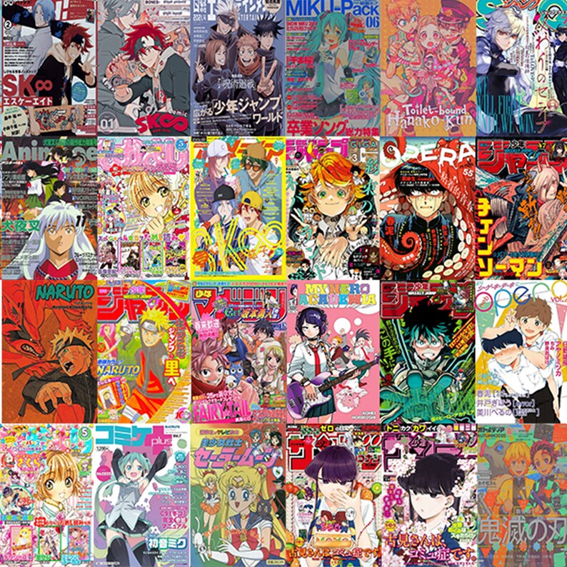 340 Pcs Anime Manga Magazine Covers Anime Collage Kit Manga Collage Kit ...