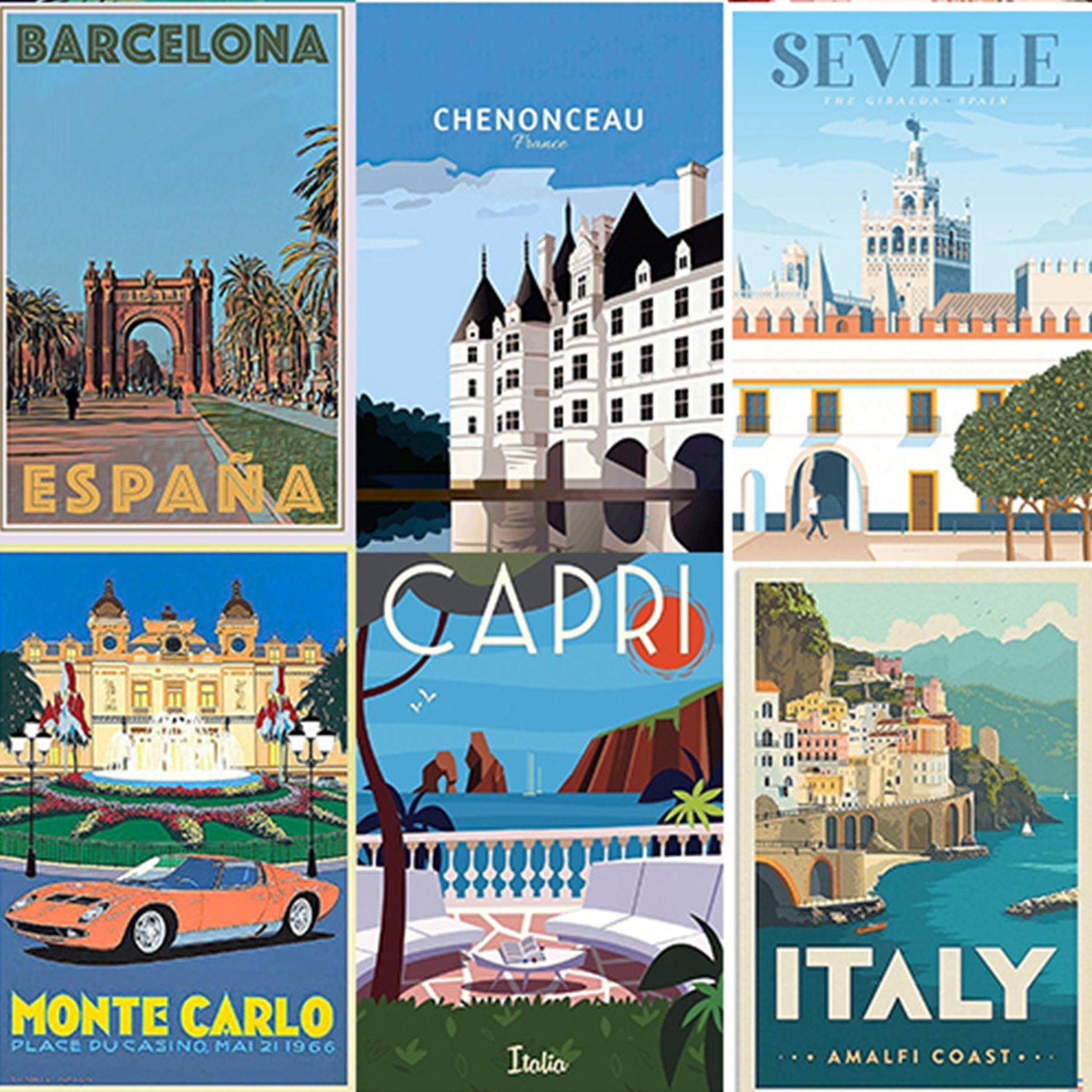 50pcs Travel Poster Retro Aesthetic Vintage Travel Wall Art Aesthetic Wall Collage Travel Wall ...
