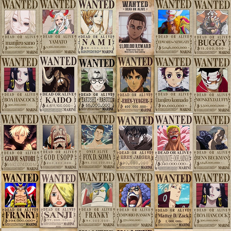 Anime Wanted Poster Kit -suitable for Boy Room and Dormitory Decor Girl ...