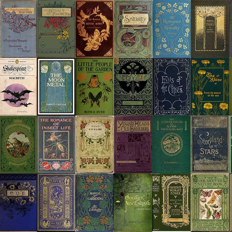 Vintage Book Cover Poster, Old Books Cover, Vintage Book Collage Kit ...