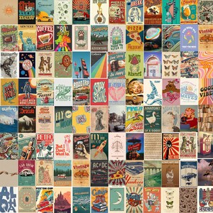 300PCS Vintage Poster Wall Collage Kit- Retro Aesthetic Wall Collage ...
