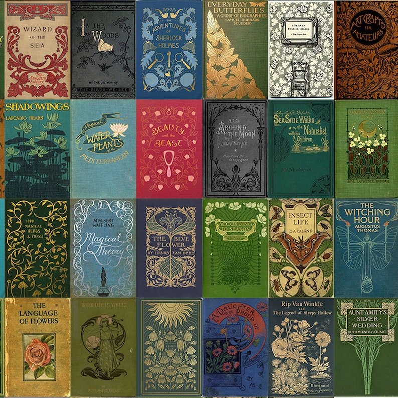 Vintage Book Cover Poster, Old Books Cover, Vintage Book Collage Kit ...