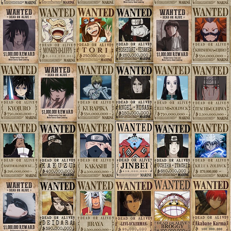 Anime Wanted Poster Kit -suitable for Boy Room and Dormitory Decor Girl ...
