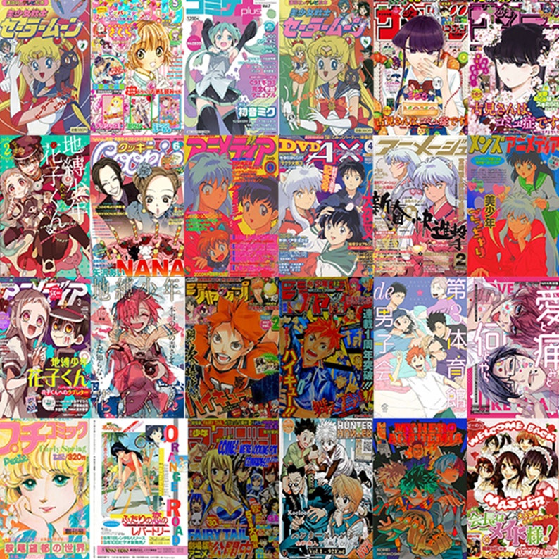 340 Pcs Anime Manga Magazine Covers Anime Collage Kit Manga Collage Kit ...