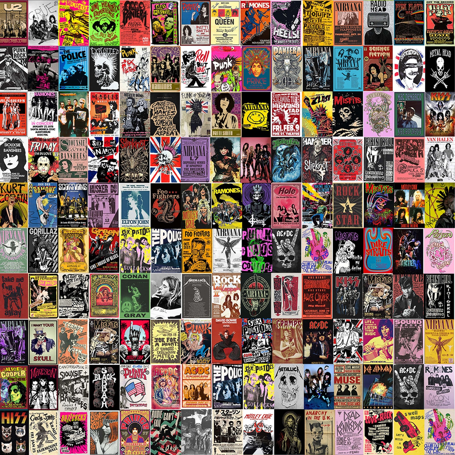 310 Pcs Vintage Punk Rock Poster, Vintage Music Poster, Rock Music ...