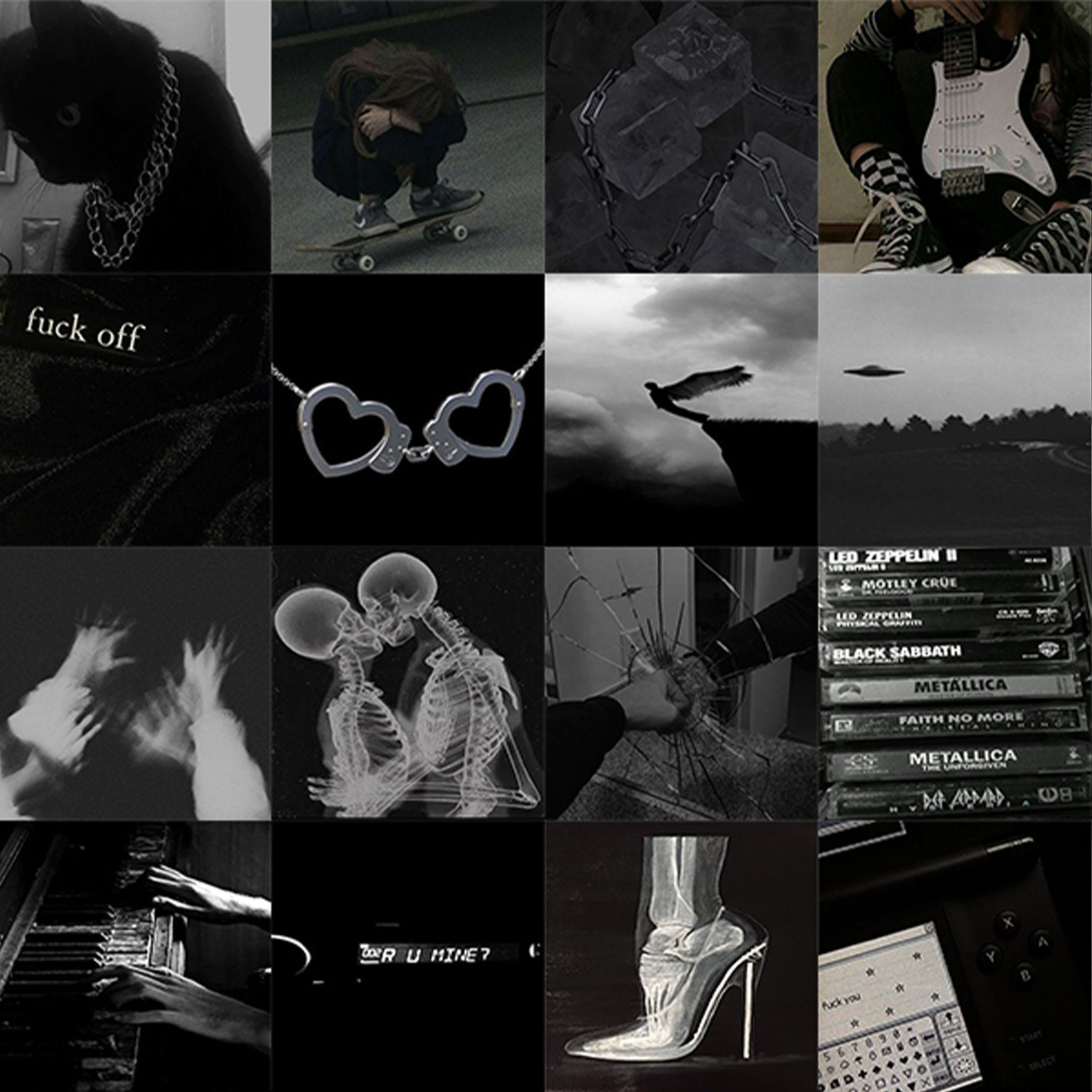 100 Pcs Grunge Wall Collage Kit, Boujee Black Grunge Aesthetic Photo ...