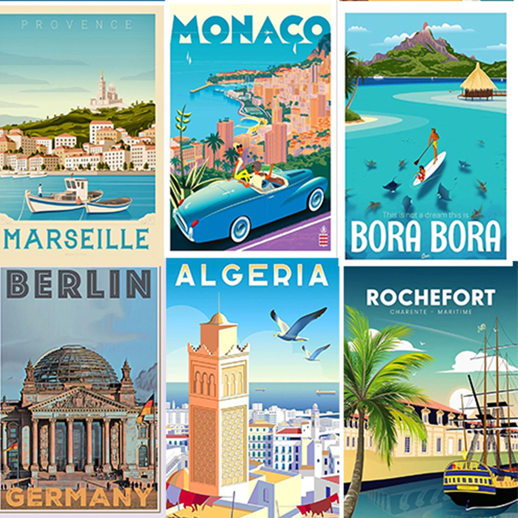 50pcs Travel Poster Retro Aesthetic Vintage Travel Wall Art Aesthetic ...