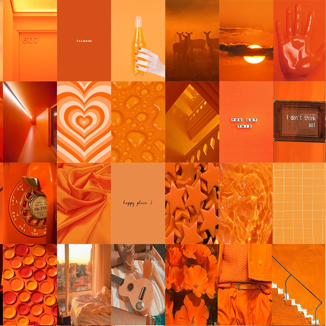 Orange Wall Collage Kit Orange Aesthetic Photo Collage - Etsy