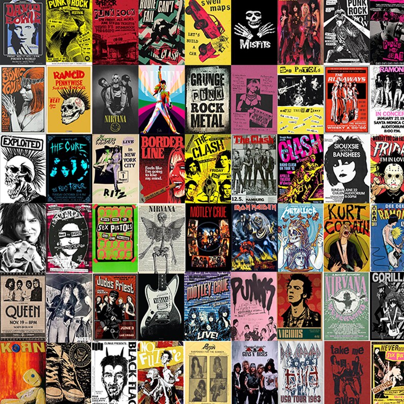 310 Pcs Vintage Punk Rock Poster, Vintage Music Poster, Rock Music ...