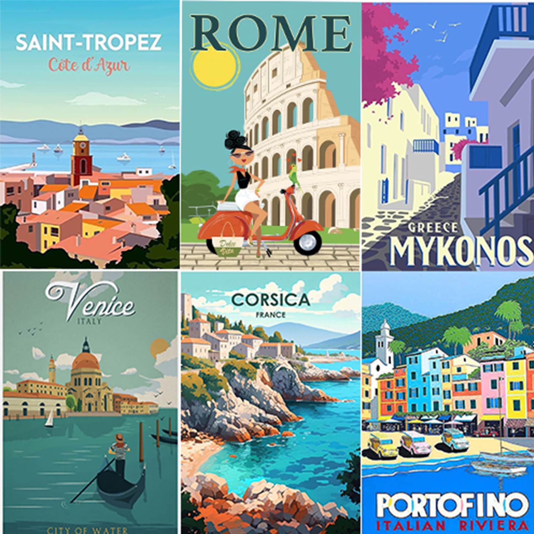 50pcs Travel Poster Retro Aesthetic Vintage Travel Wall Art Aesthetic Wall Collage Travel Wall ...