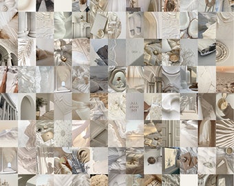 145 PCS Vanilla Girl Aesthetic Photo Collage Light Beige Wall Collage Kit White Aesthetic Wall ...