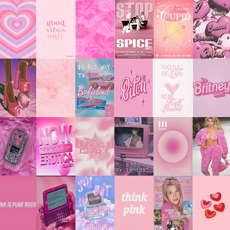 100 Pcs Y2K 2000s Aesthetic Wall Collage Kit, Early 2000s Inspired, YK2 ...