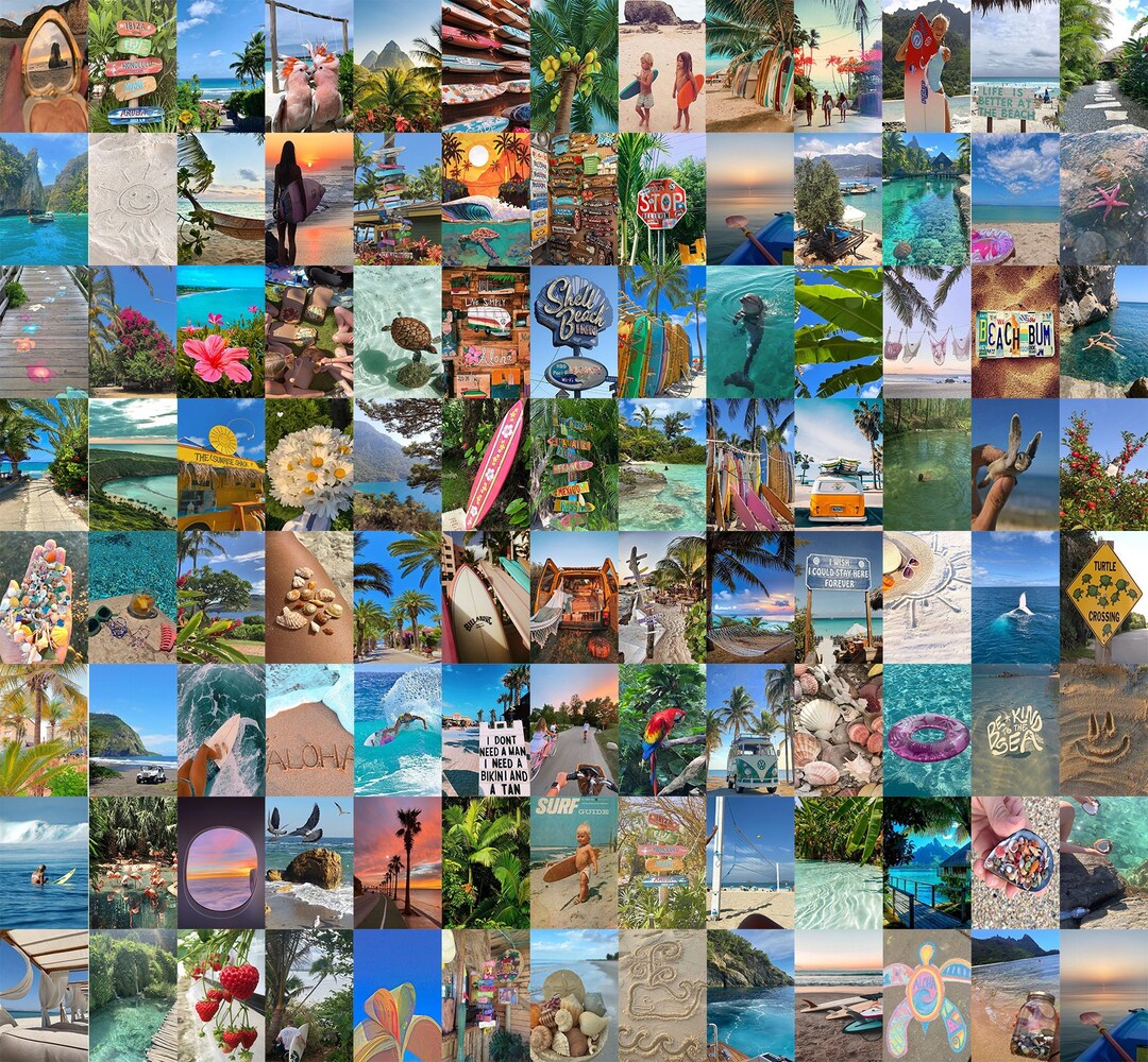 110 PCS- Summer Wall Collage Kit- Beachy Posters- Summer Vibes Poster ...