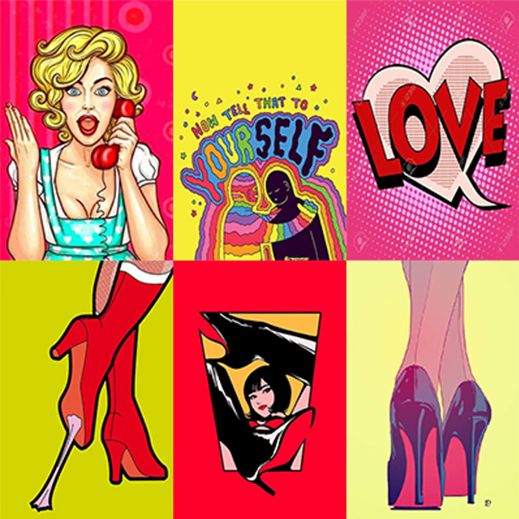 100 Pcs Retro Pop Art Wall Collage Kit, Vintage Pop Art Photos Prints ...