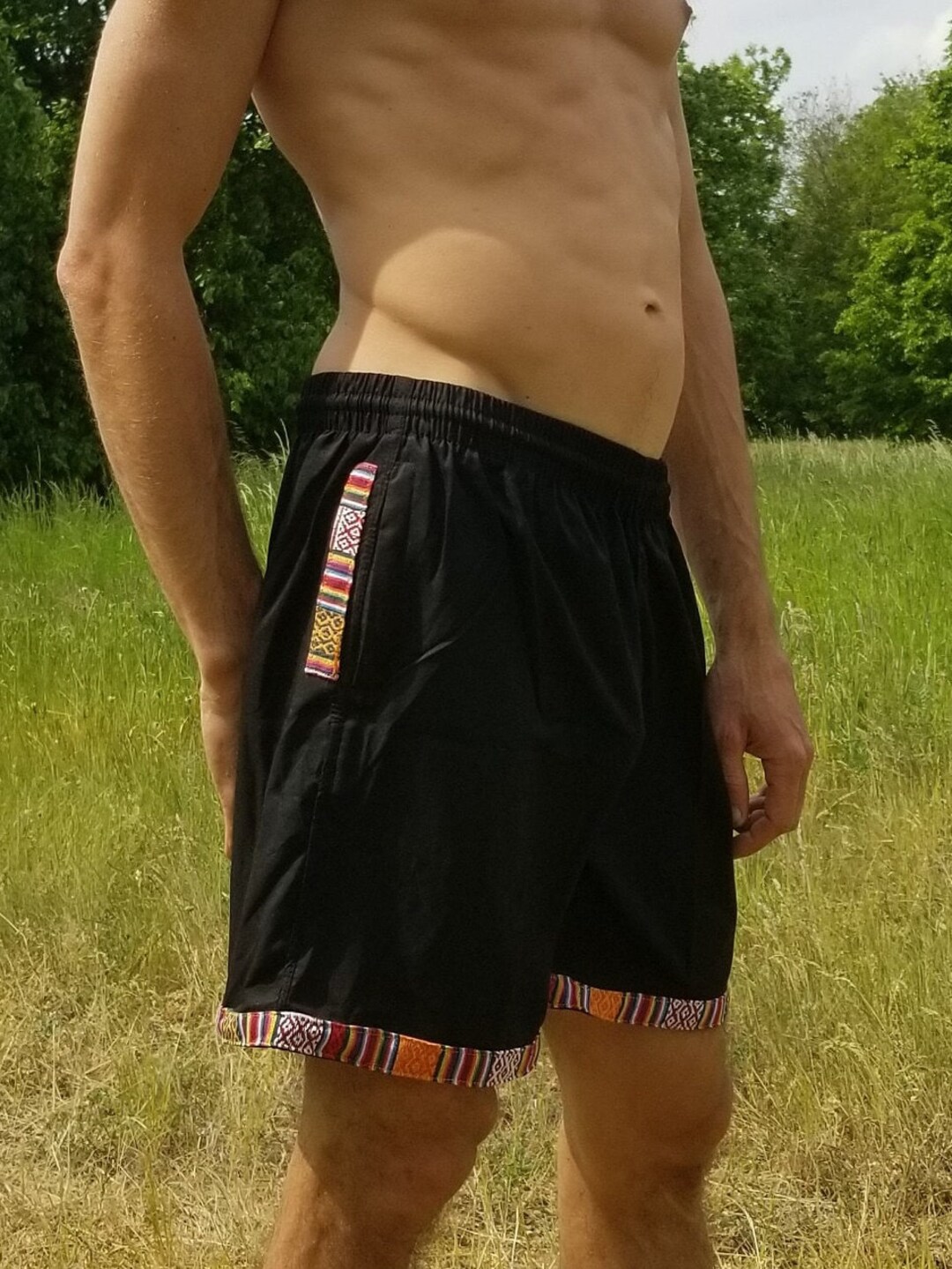 Tribal Black Swim Shorts - Etsy