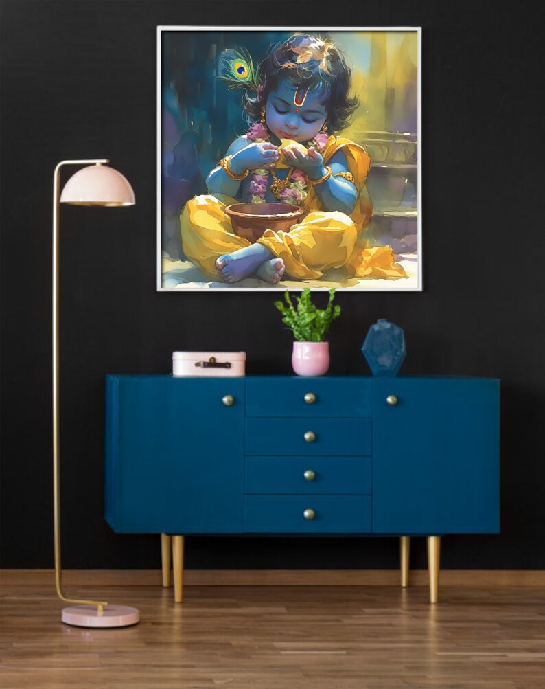 Kid Lord Krishna Baby Krishna Indian Religious Spiritual Decor for ...