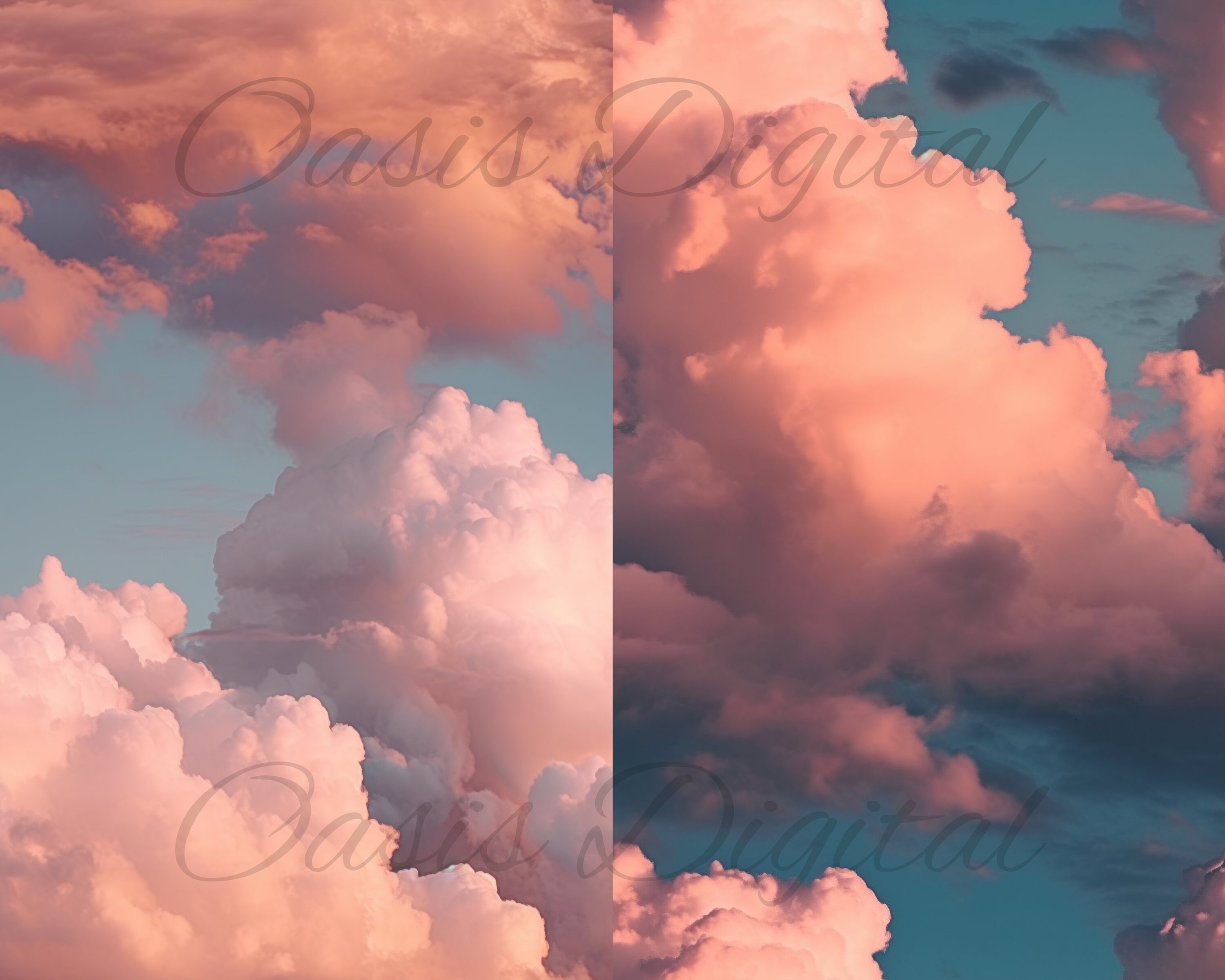 Heavenly Pink Clouds Seamless Texture Pack - Dreamy Sky Backgrounds - Etsy