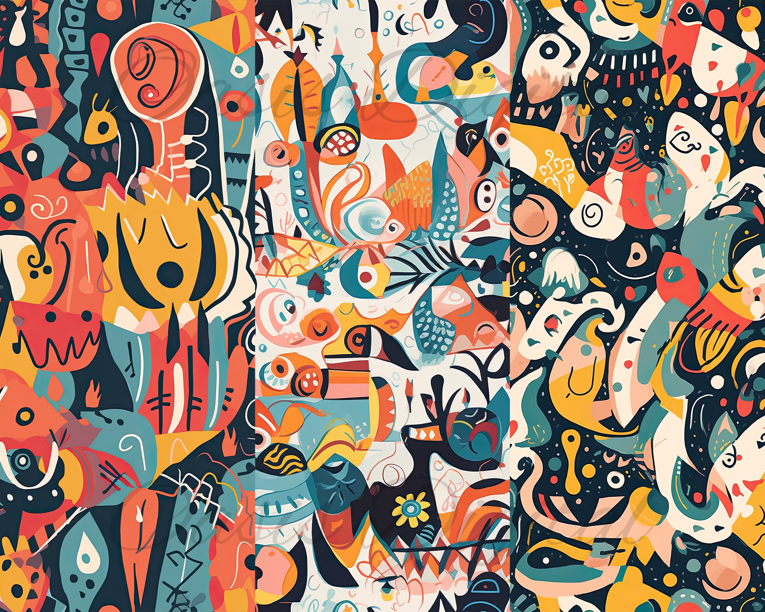 Picasso-inspired Digital Texture Pack Expressive Seamless Backgrounds ...